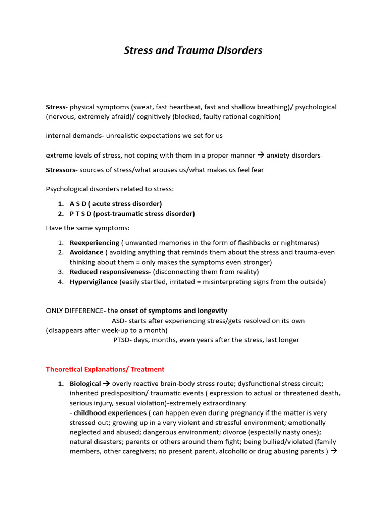Stress and Trauma Disorders | PDF | Psychological Trauma | Dissociation ...