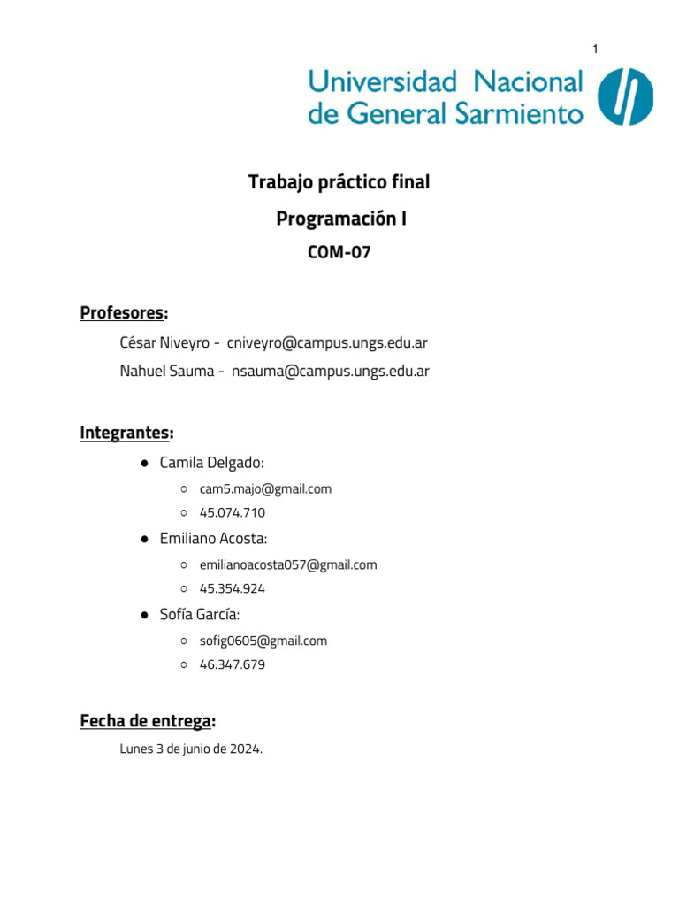 Informe TP FINAL-1 | PDF | Java (lenguaje de programación)