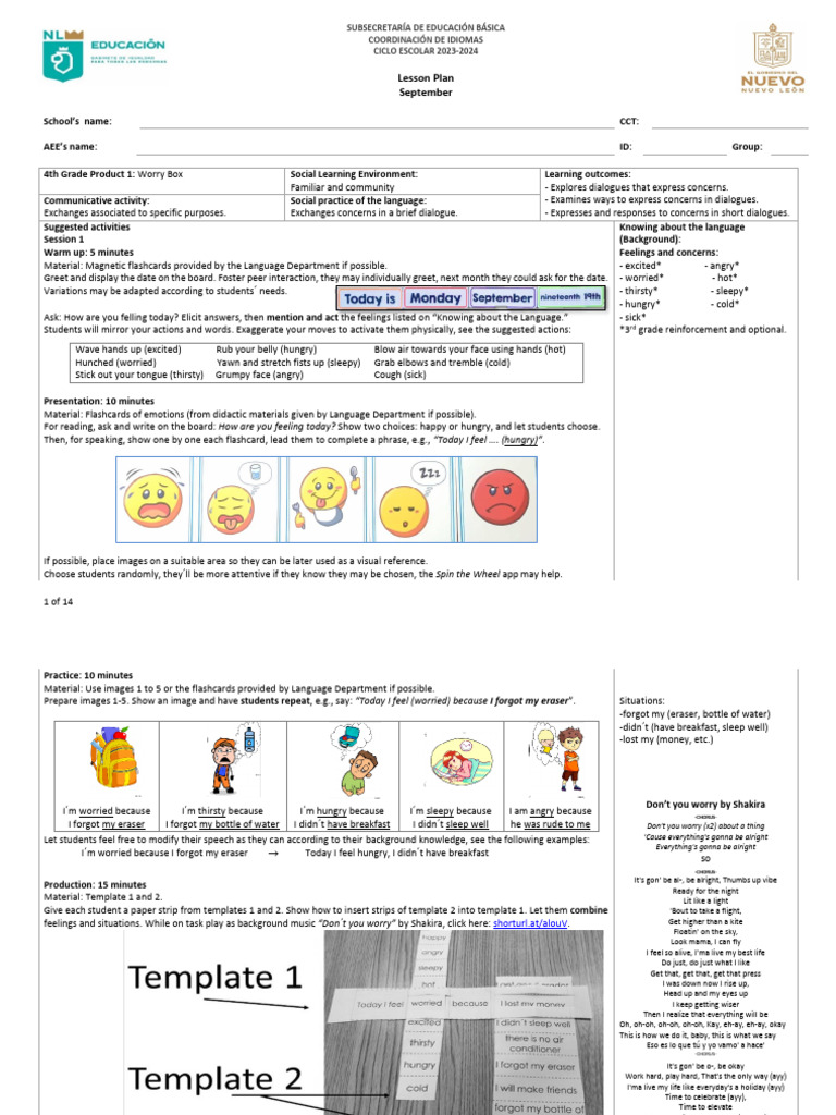4th Grade Lesson Plan Product 1 - September | PDF | Yin And Yang