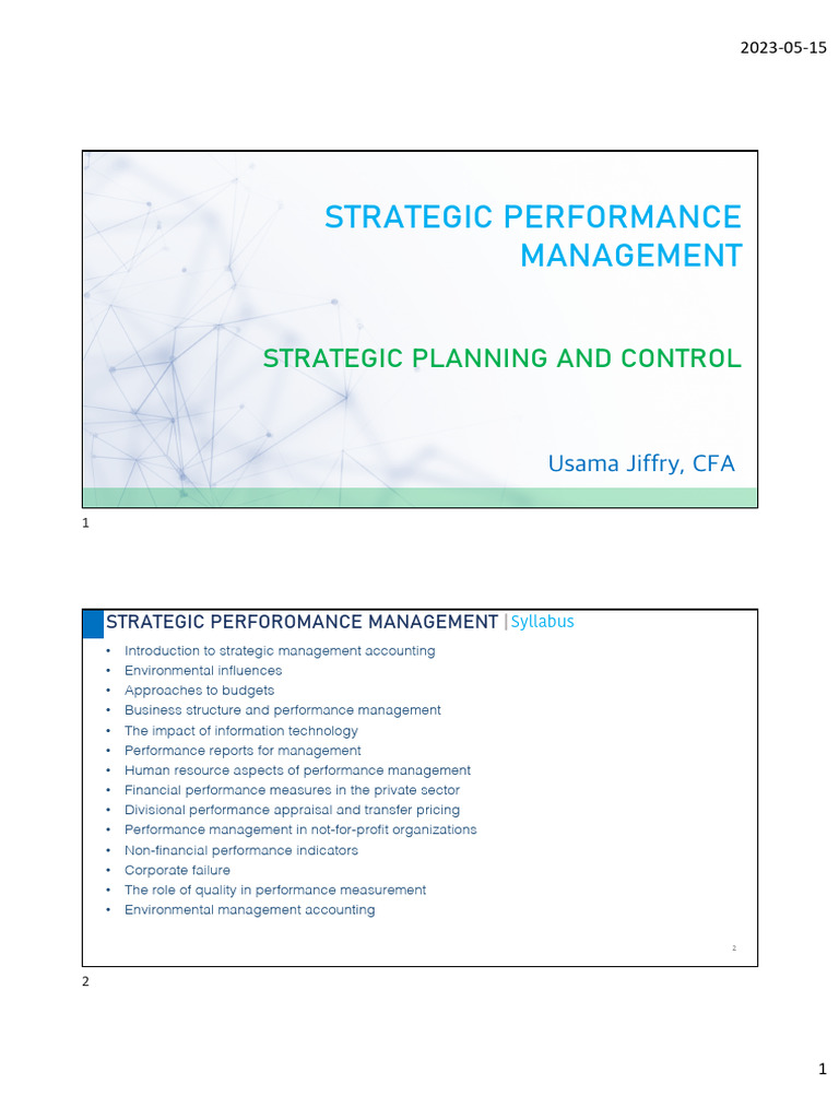 Presentation SPM Chapter 1 Strategic Planning and Control | PDF ...