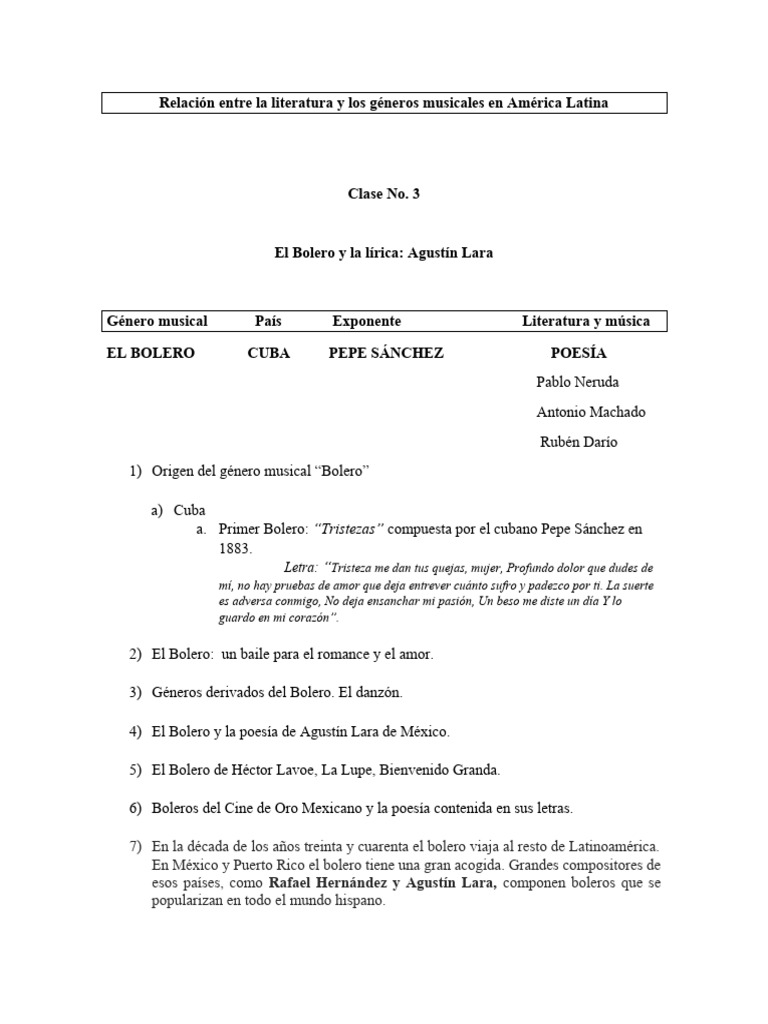 CLASE No. 3 EL BOLERO | PDF | Amor