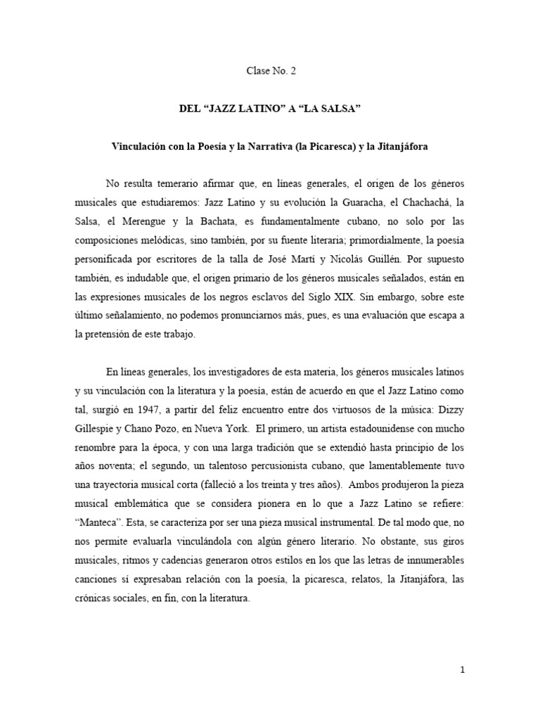 CLASE No. 2 LA SALSA | PDF | Poesía