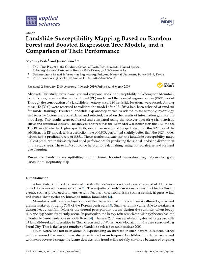 Landslide Susceptibility Mapping Based On Random Forest and Boosted ...