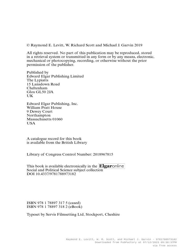 Raymond E. Levitt, W. R. Scott, and Michael J. Garvin - 9781788973182 ...