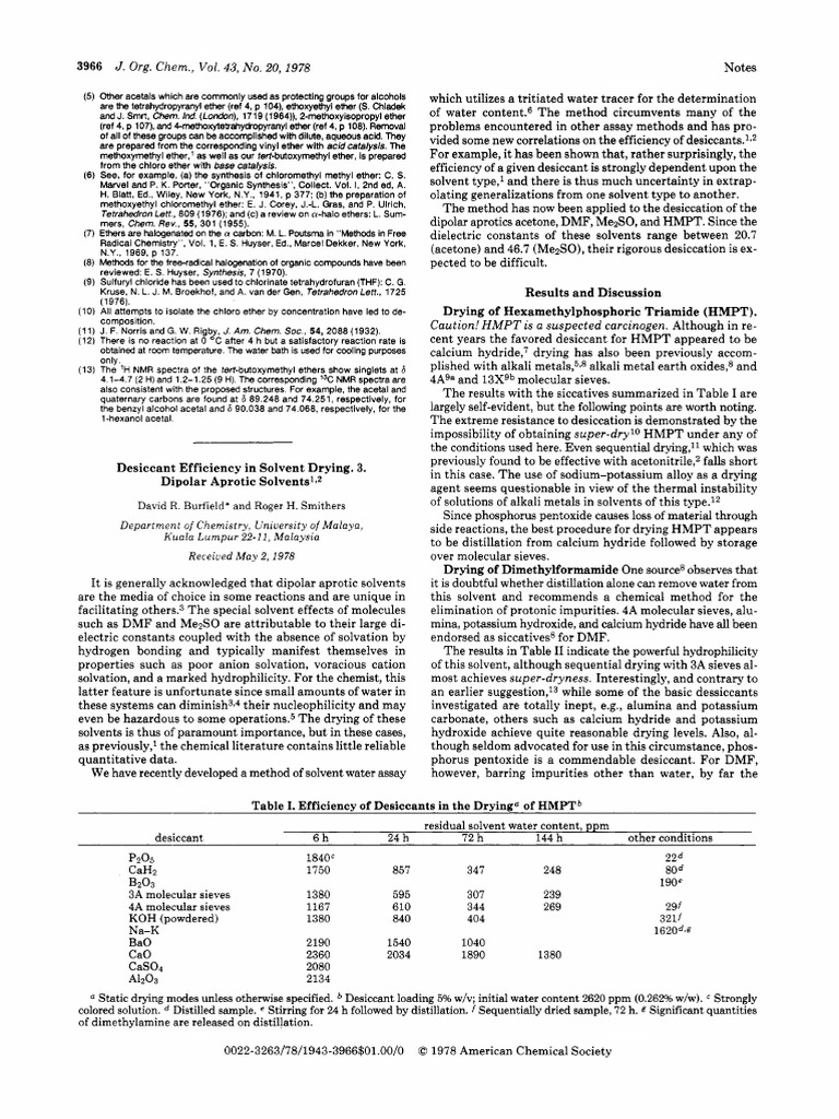Desiccant Efficiency in Solvent Drying 3 | PDF | Solvent | Chemical ...