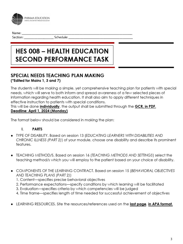 Hes 008 Second Performance Task | PDF | Learning | Page Layout