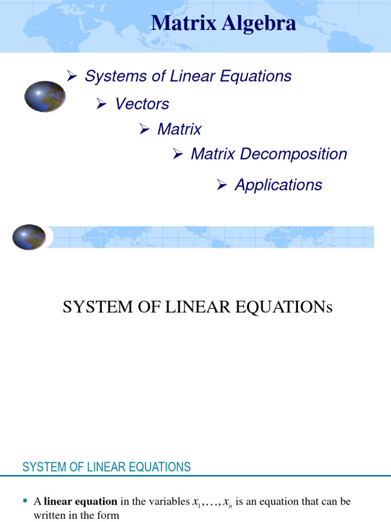 System Linear Equations | PDF | System Of Linear Equations ...
