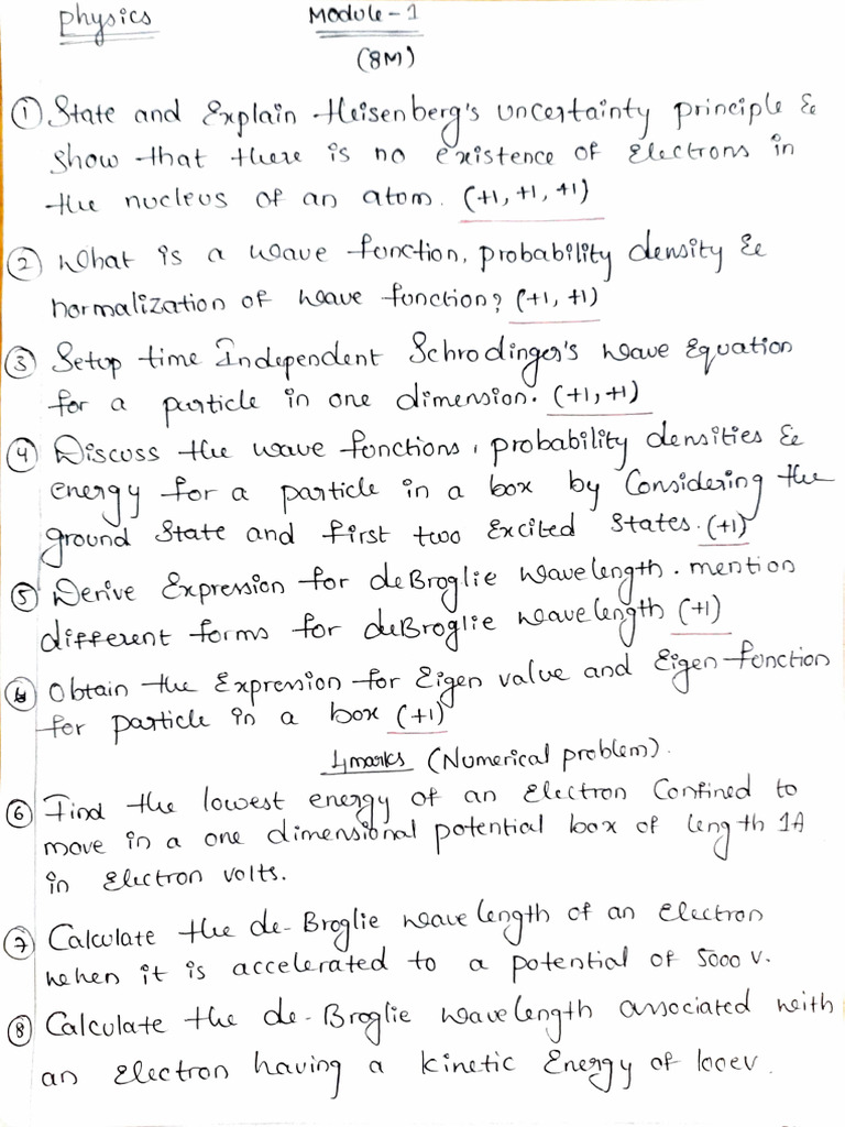 Module 1 - 5 Questions | PDF | Semiconductors | Physical Chemistry Module 1 - 5 Questions | PDF | Semiconductors | Physical Chemistry