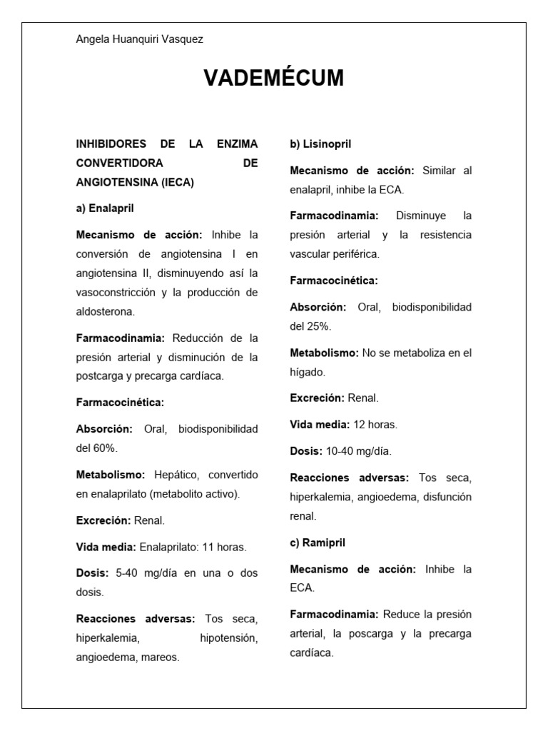 Vademécum de Fármacos Cardiovasculares | PDF | Farmacología | Drogas