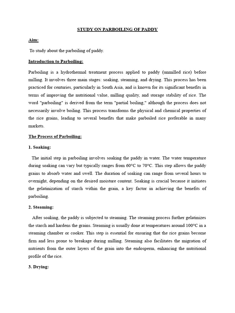 Study On Parboiling of Paddy | PDF | Rice | Efficient Energy Use