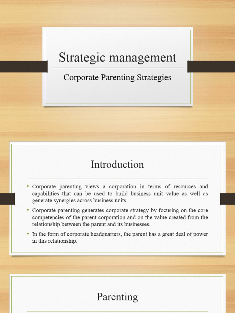 Corporate Parenting Strategies Explained | PDF | Strategic Management ...