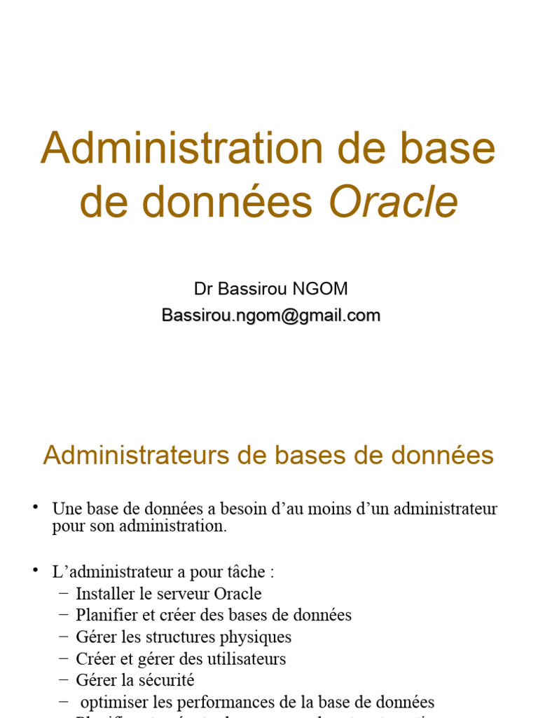 Architecture de la base de données Oracle | PDF | Serveur (Informatique ...