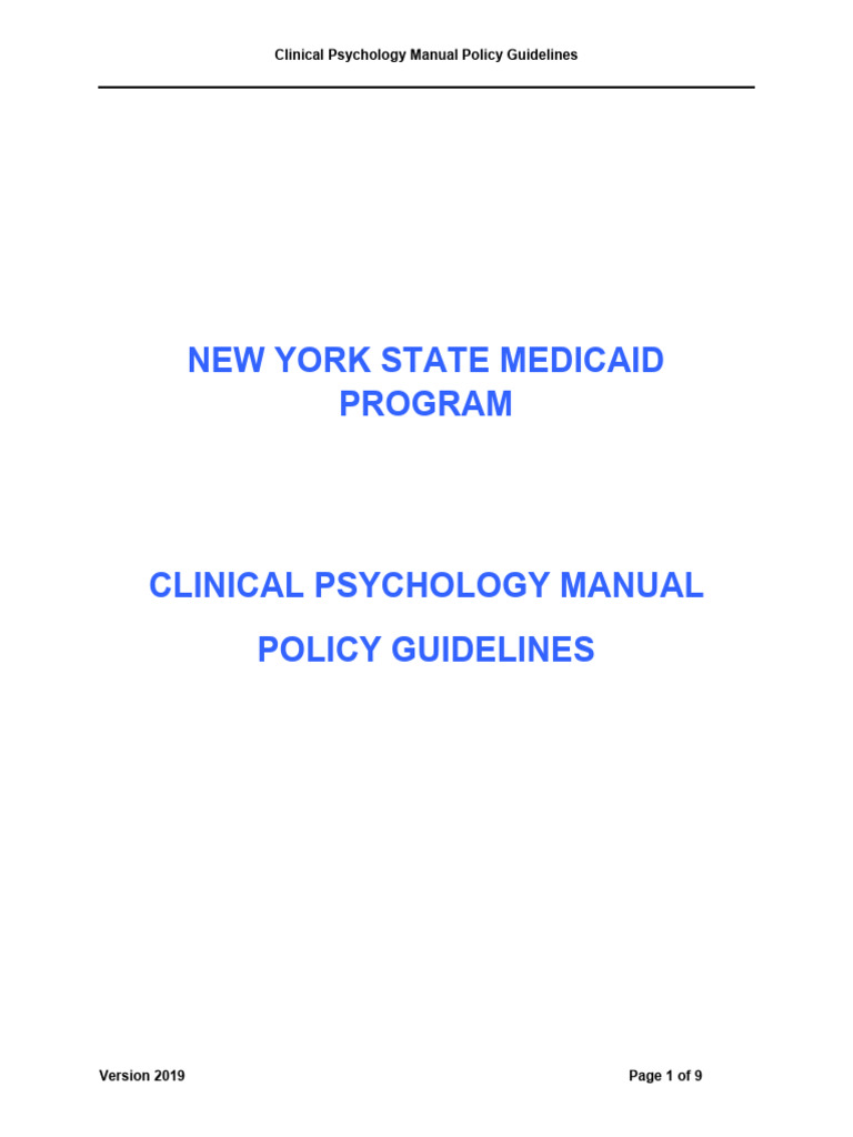 Clinical Psychology Manual Policy Guidelines | PDF | Psychologist ...