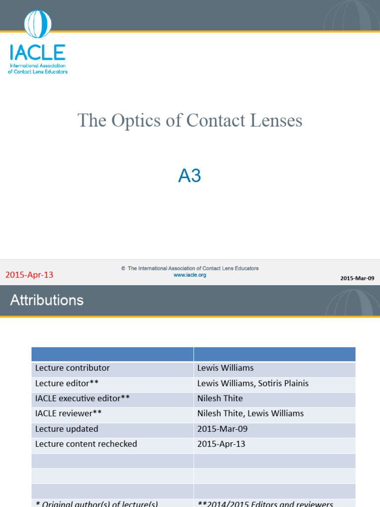 A3 - Optics of Contact Lenses | PDF | Optics | Contact Lens