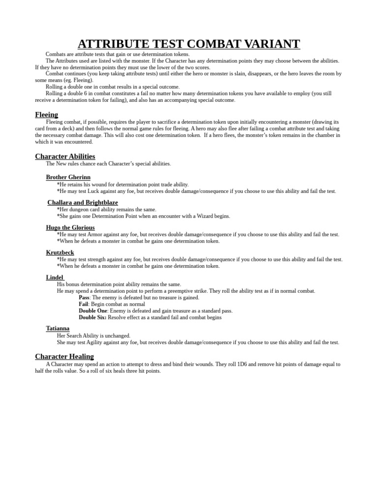 Alternate Combat Rules (Final) | PDF | Role Playing Video Games | Role ...