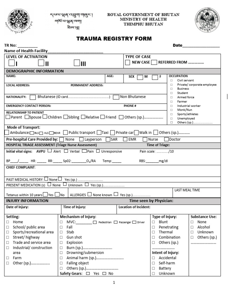 FINAL Trauma Registry Form 6 01 2020 | PDF | Emergency Medical Services ...