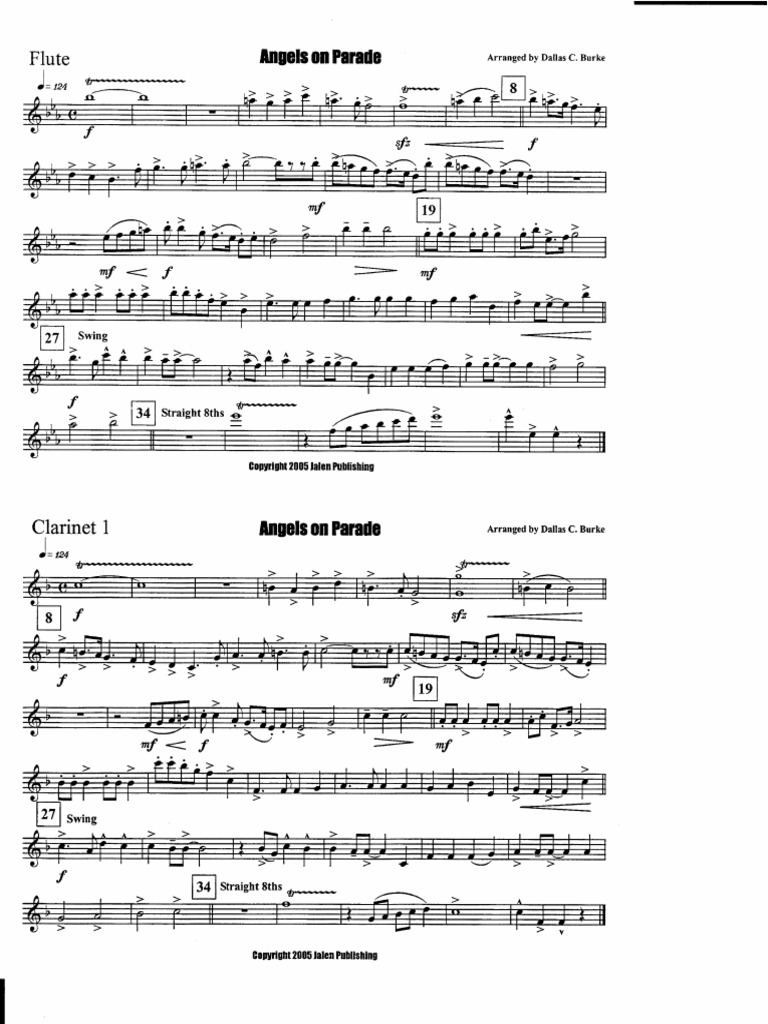 Angels On Parade | PDF | Saxophone | Woodwind Instruments