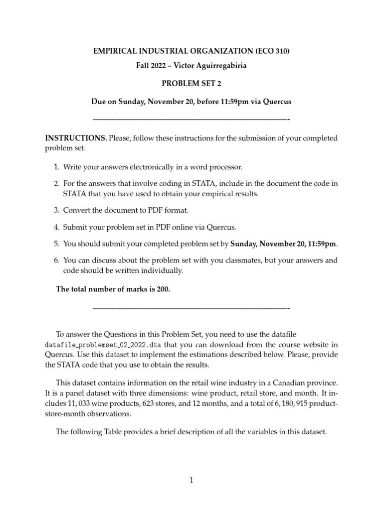 Eco301 Problem Set 02 2022 | PDF | Demand | Profit (Economics)