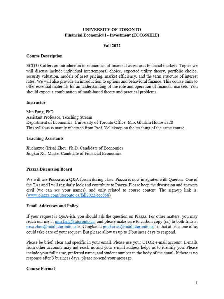 Course Syllabus | PDF | Financial Economics Course Syllabus | PDF | Financial Economics
