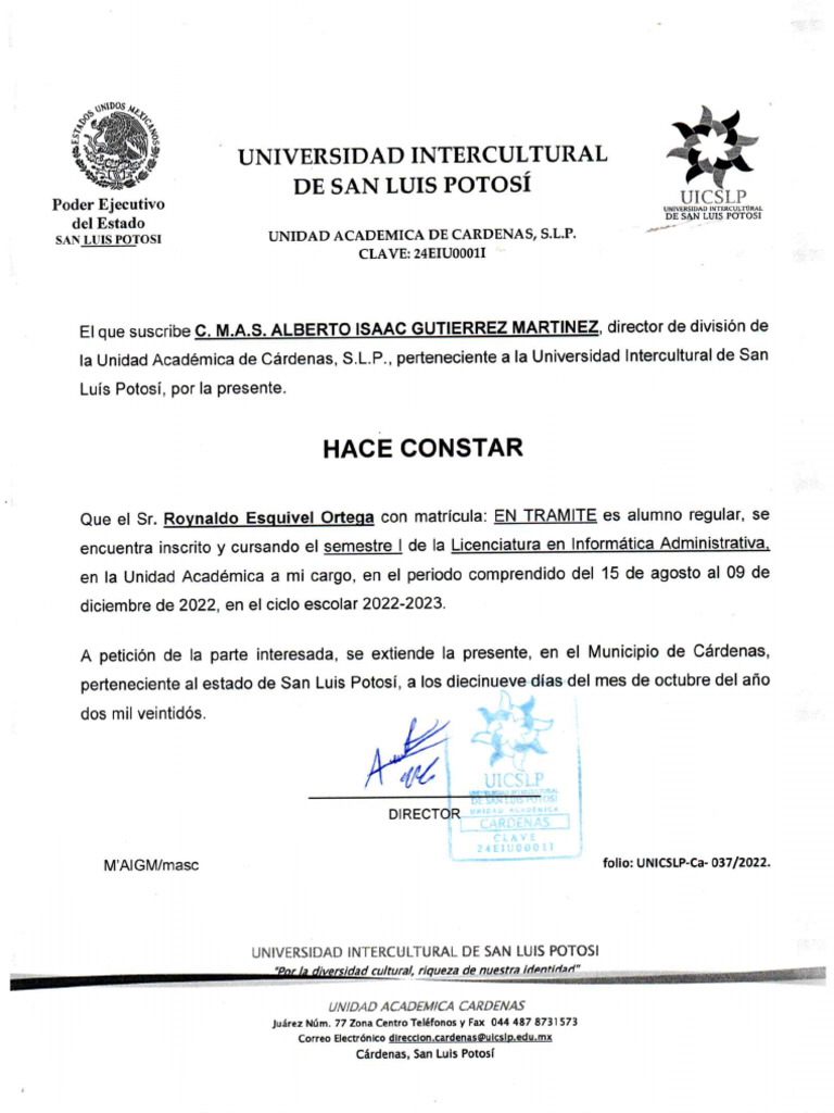 Constancia UISLP | PDF