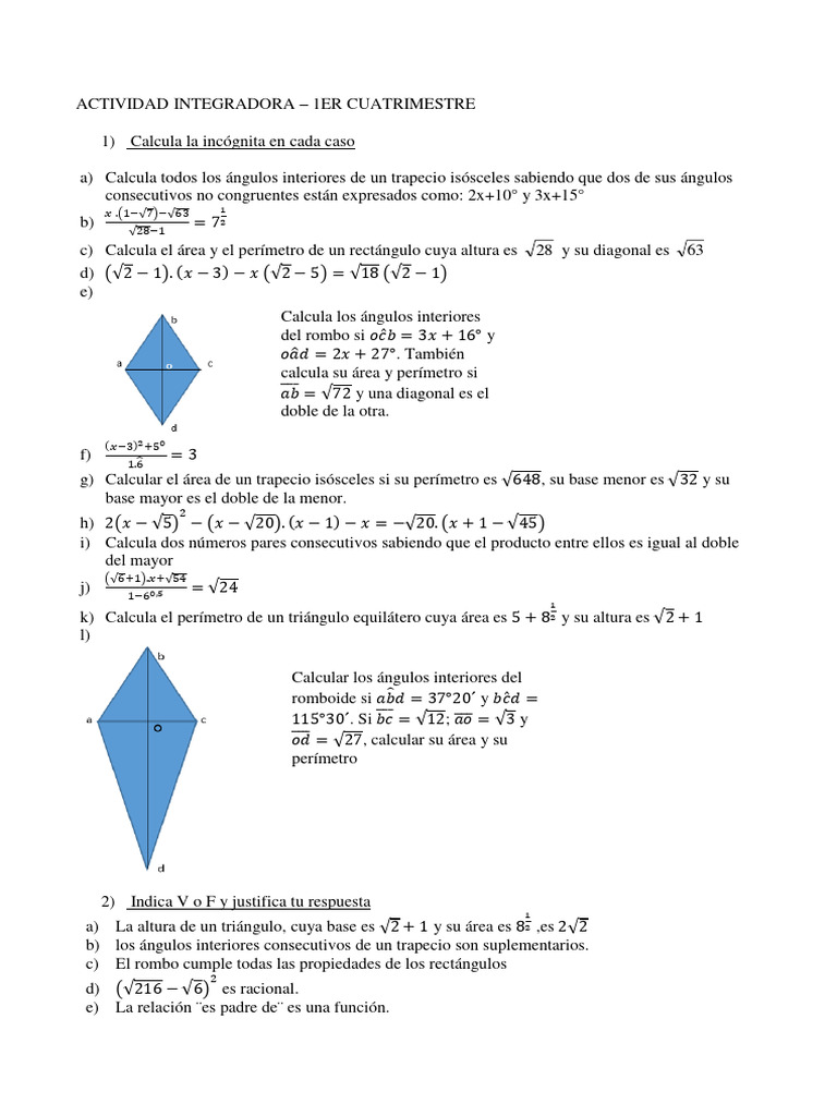 2do Año Trabajo Practico Integrador 1er Cuatrimestre | PDF | Triángulo | Geometría