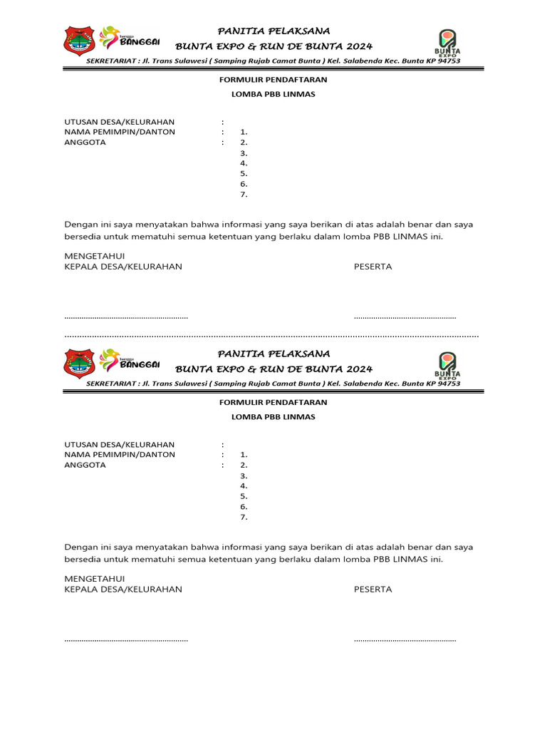 Formulir PBB Linmas | PDF