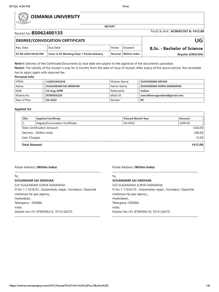 Od Application Form. | PDF