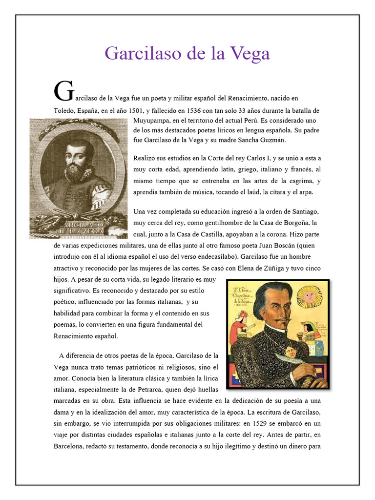 Garcilaso de la Vega: Poeta del Renacimiento | PDF | Arte | Clásicos