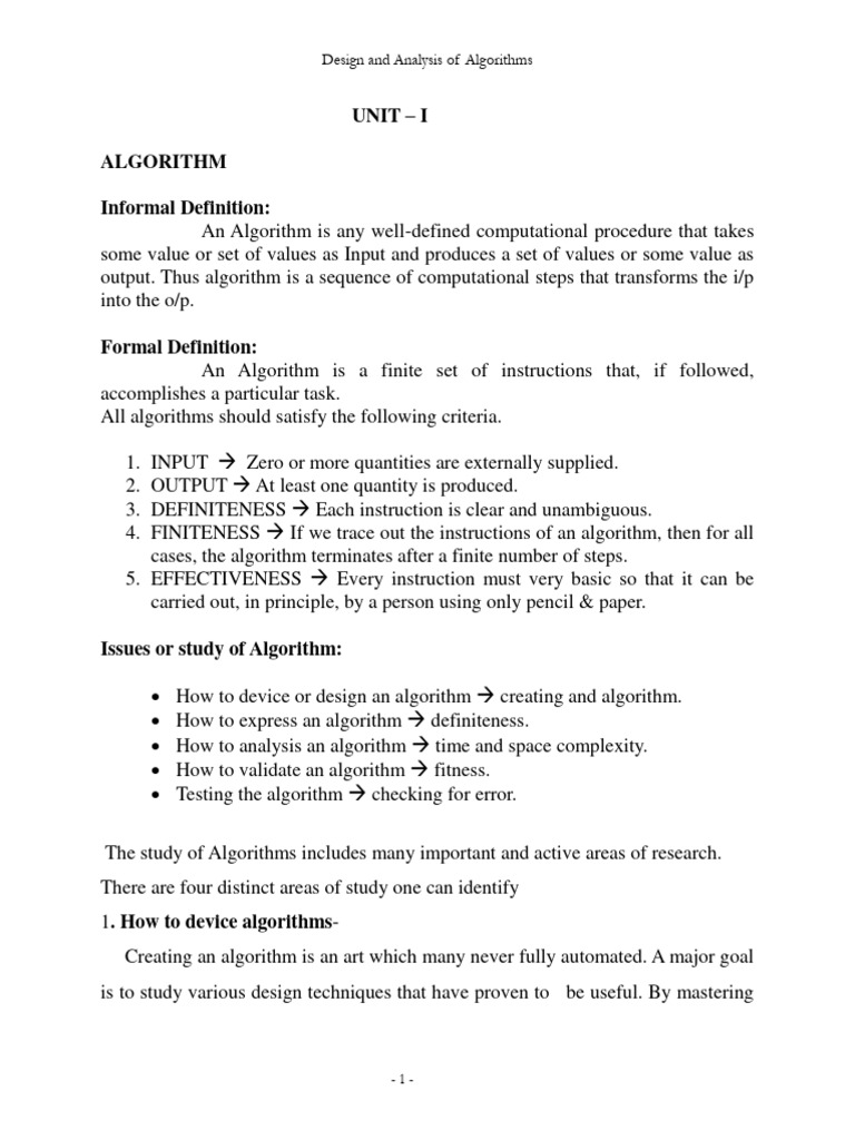 DAA - UNIT-1 Modified | PDF | Algorithms | Programming DAA - UNIT-1 Modified | PDF | Algorithms | Programming