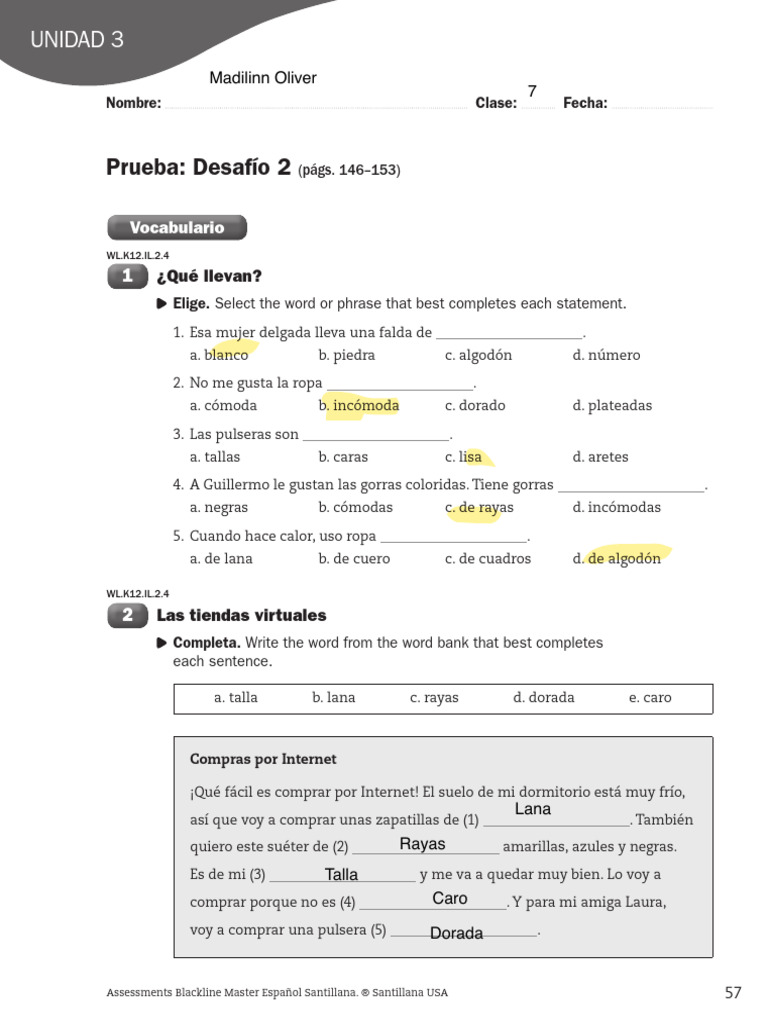 Assessment Unidad 3 Desafio 2 | PDF | Moda | Ropa
