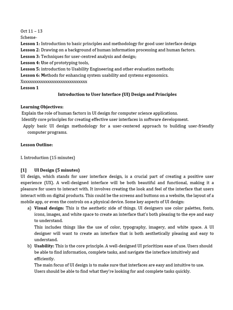 CSC333-2022-2023 Class Note - Lesson 1 | PDF | Usability | User Interface Design