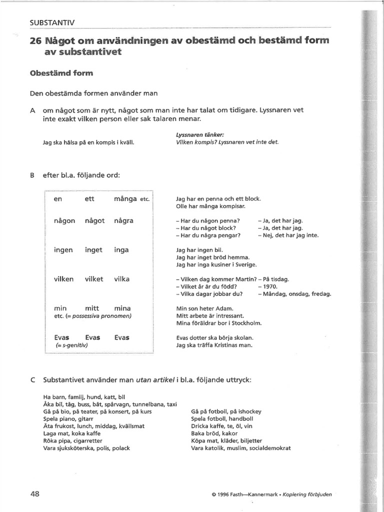 Obestämd-Bestämd Form | PDF