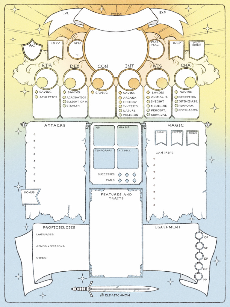 5e Character Sheet (Color) | PDF