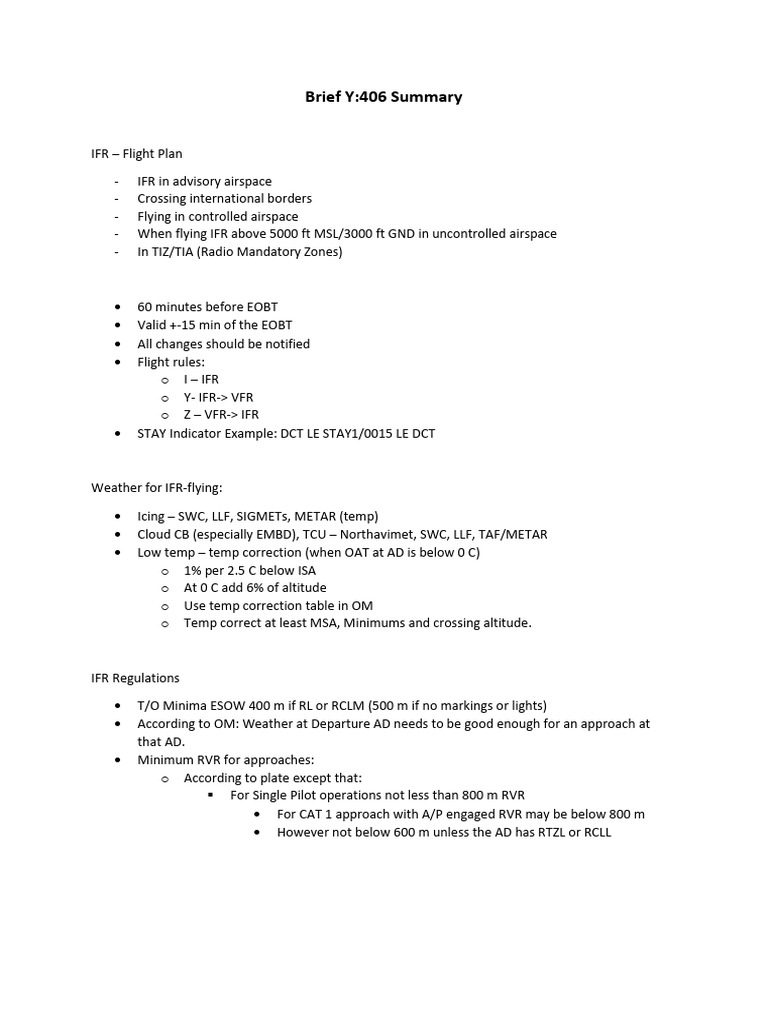 IFR Brief Summary | PDF | Instrument Flight Rules | Aviation