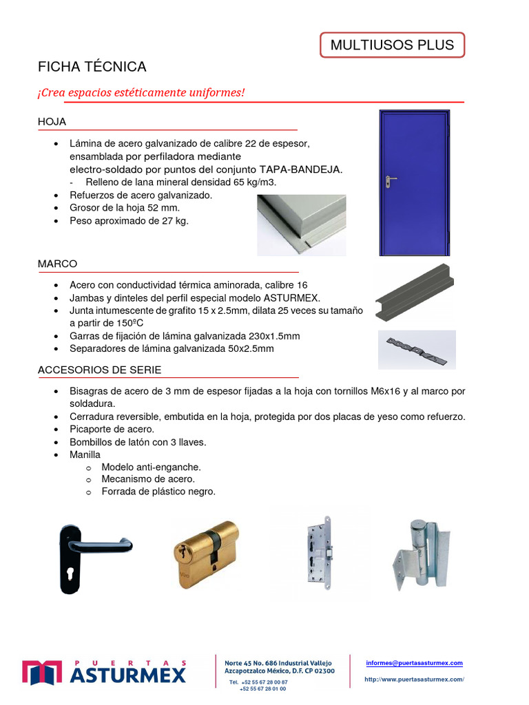 Ficha Técnica para Puertas Multiusos | PDF | Acero | Tornillo