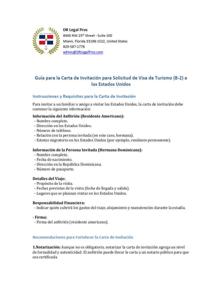 Instrucciones para La Carta de Invitación Consular | Descargar gratis ...