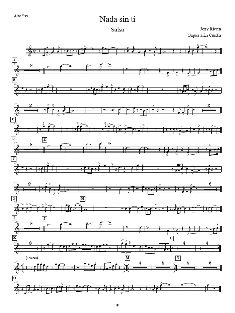 NADA SIN TI (TROMP&TROMB) - Alto Sax | PDF