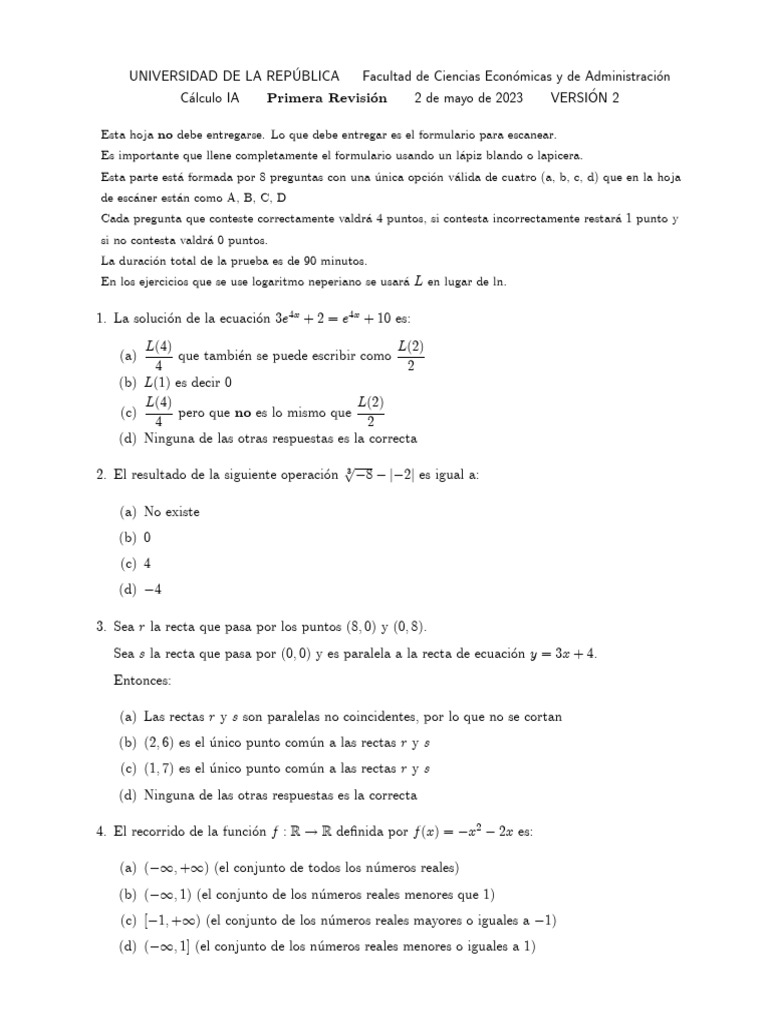 Revision 1 C1a Mayo 2023 Version 2 | PDF | Objetos matemáticos ...