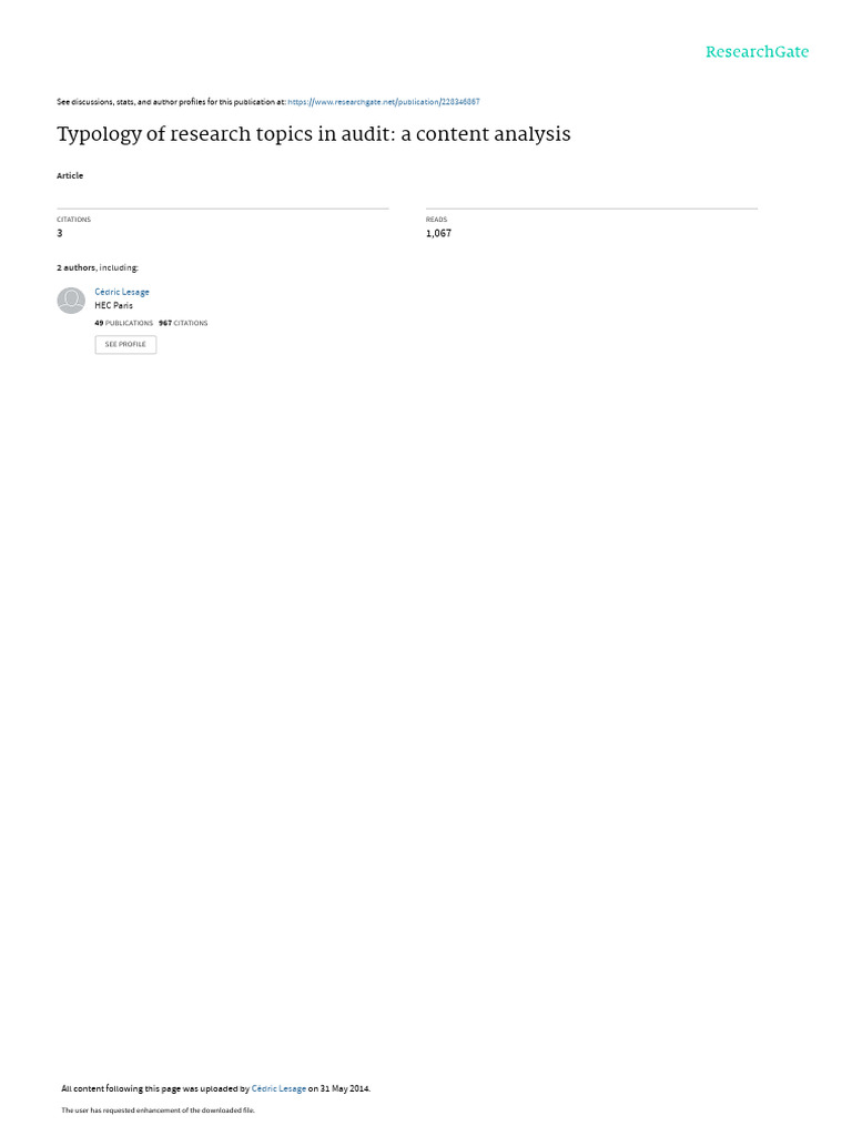 Typology of Research Topics in Audit A Content Ana | PDF | Sociology ...