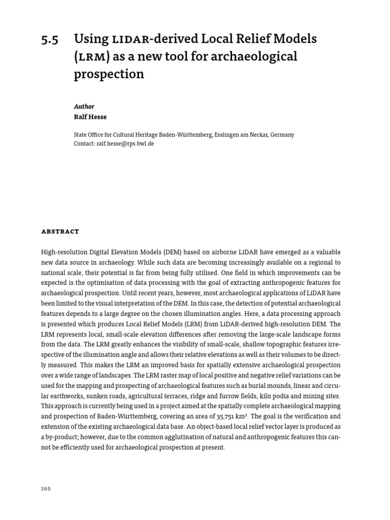 Using LIDAR-derived Local Relief Models LRM | PDF | Lidar | Topography Using LIDAR-derived Local Relief Models LRM | PDF | Lidar | Topography