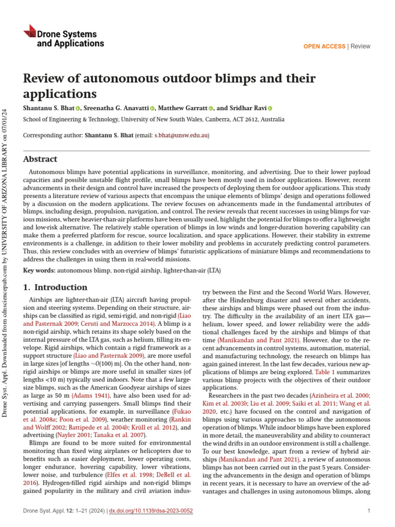 Review of Autonomous Outdoor Blimps | PDF | Airship | Aerospace