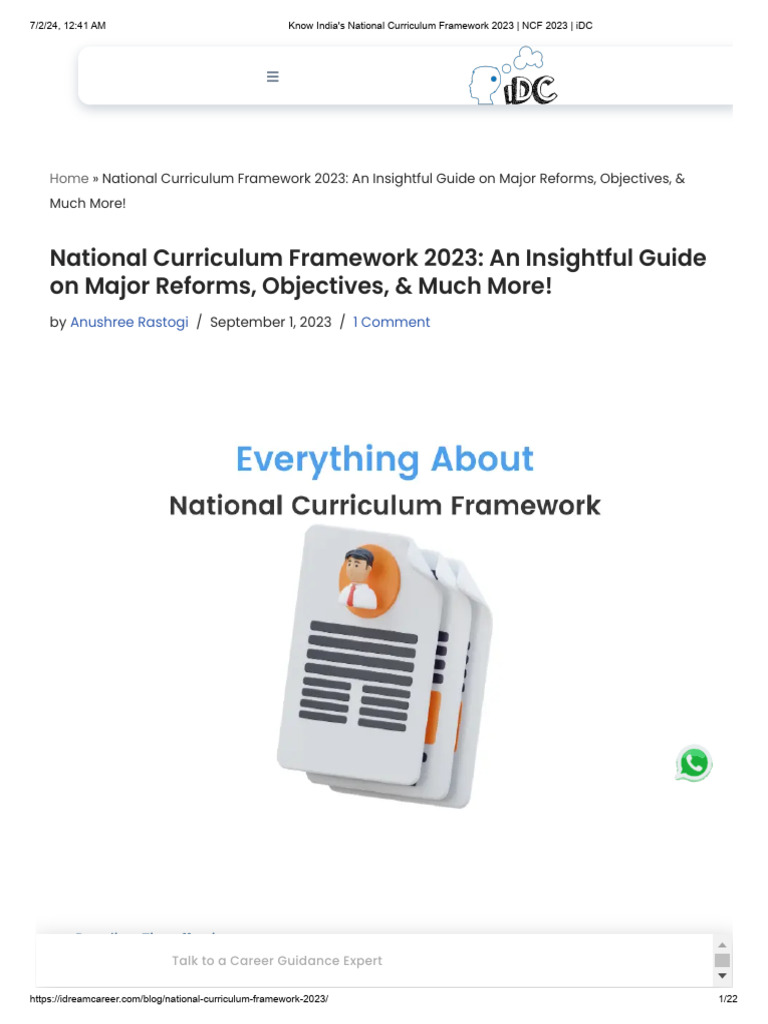 Know India's National Curriculum Framework 2023 - NCF 2023 - iDC | PDF ...