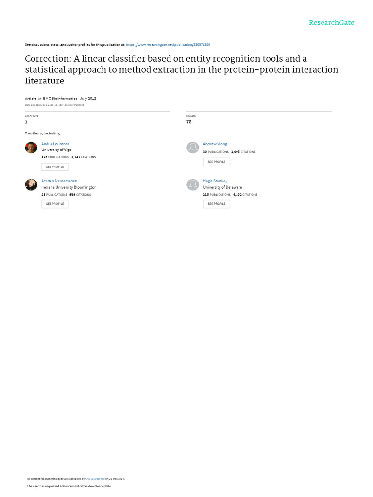 Correction A Linear Classifier Based On Entity Rec Pdf Statistical Classification Accuracy