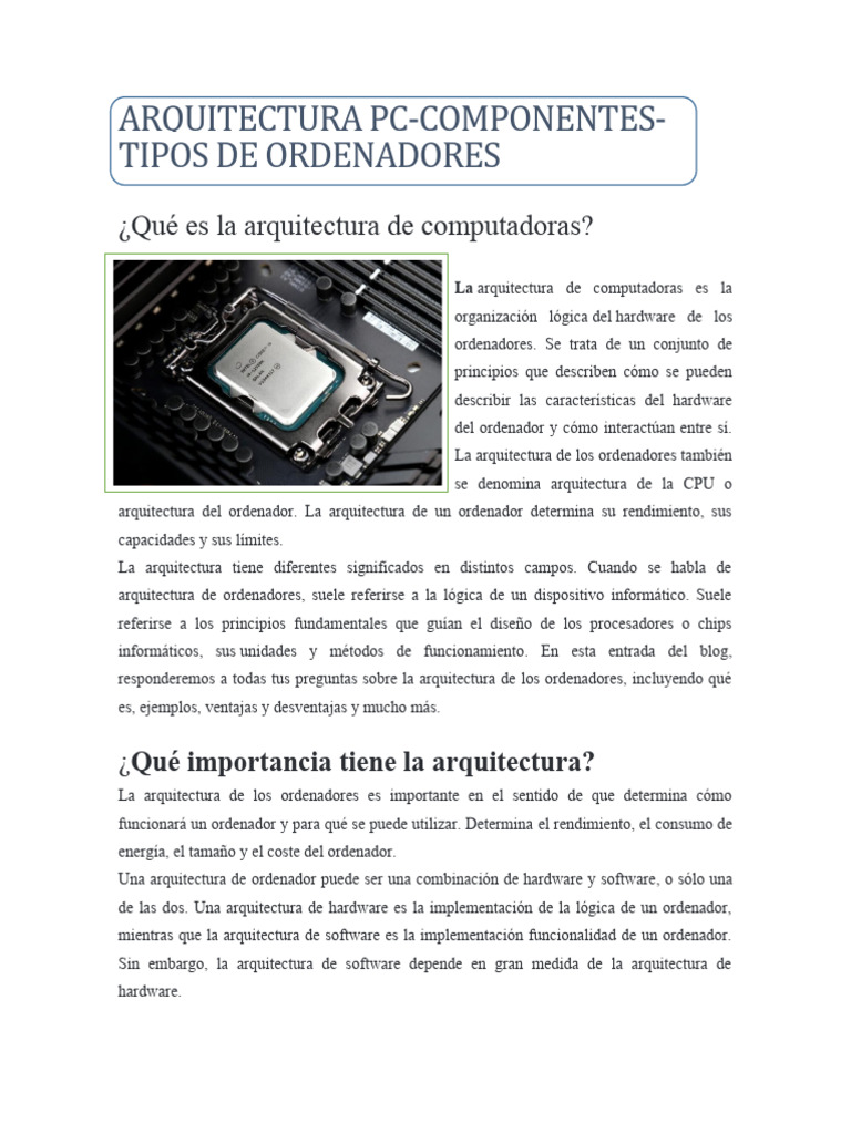Arquitectura PC | PDF | Hardware de la computadora | Arquitectura de ...
