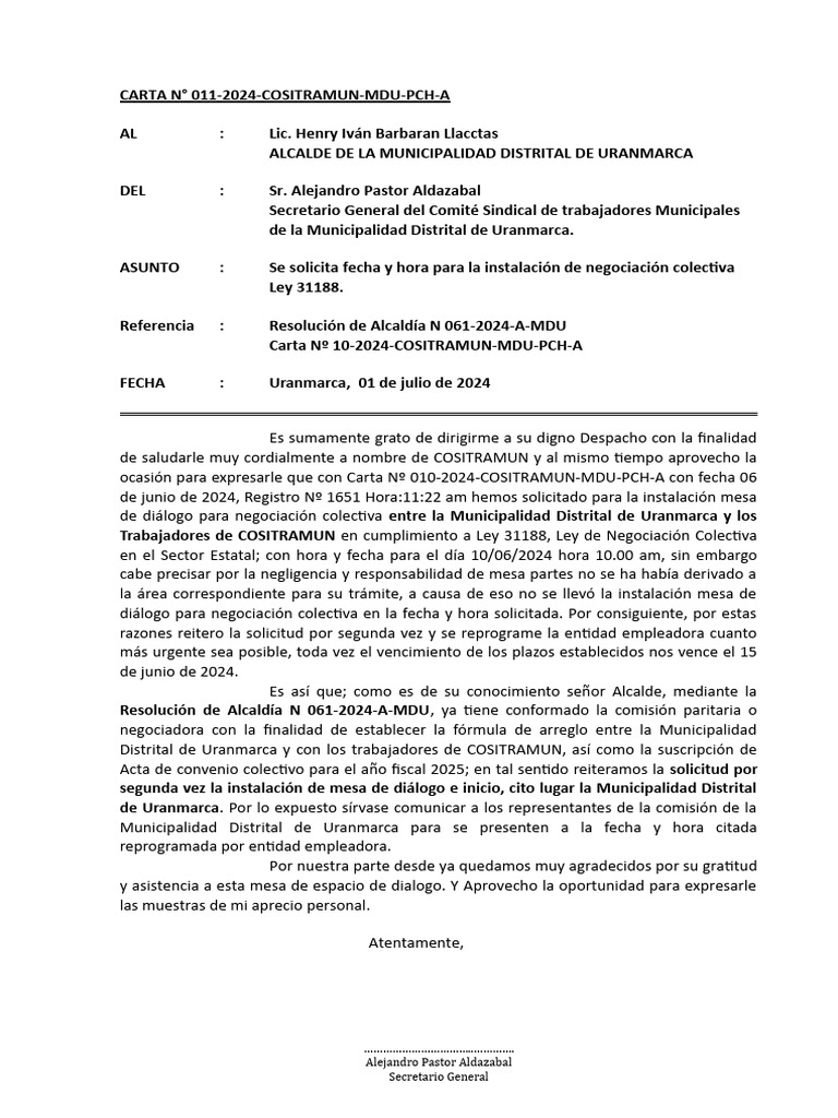 Carta Incremento | PDF | Gobierno