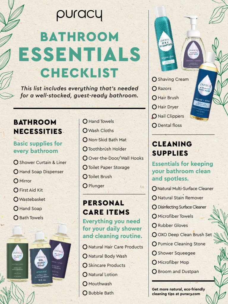 PR Bathroom Essentials Checklist | PDF | Bathroom | Hygiene