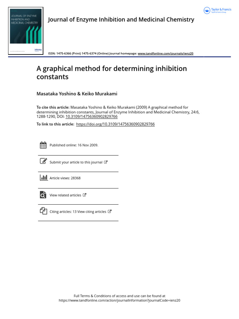 A Graphical Method For Determining Inhibition Constants | PDF | Enzyme ...