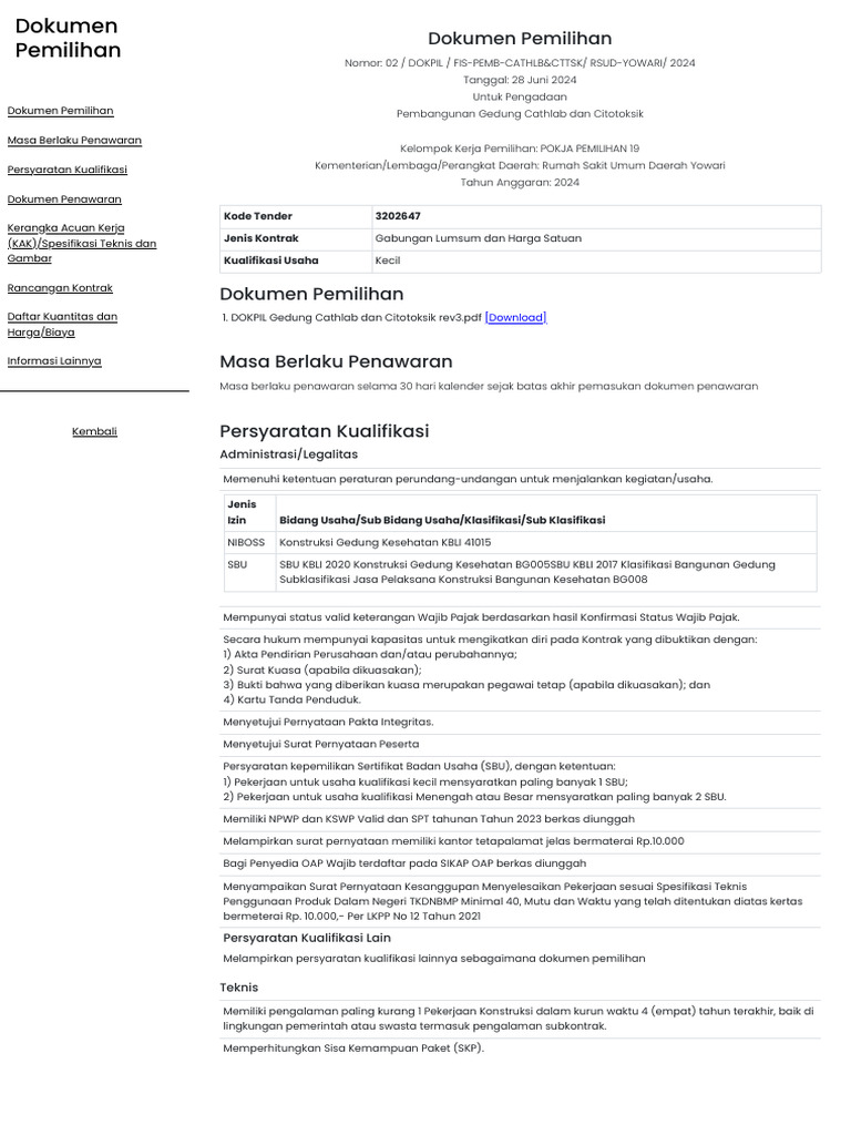 Dokumen Pemilihan | PDF