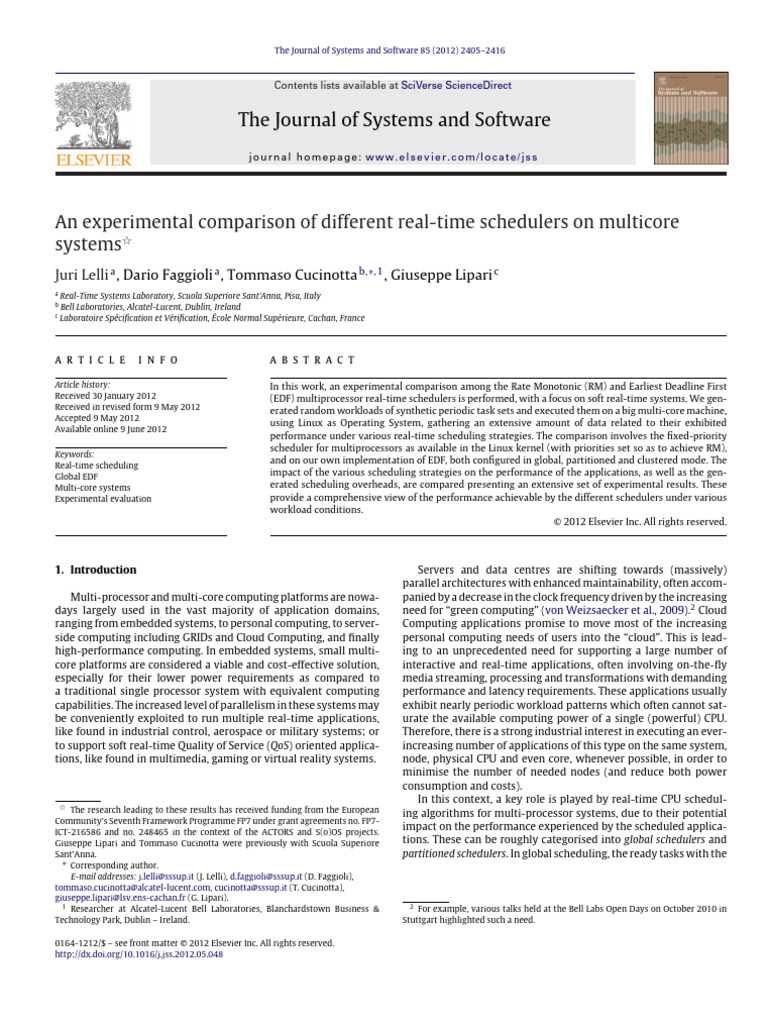 An Experimental Comparison of Different Real Time S 2012 Journal of Systems | PDF | Scheduling ...