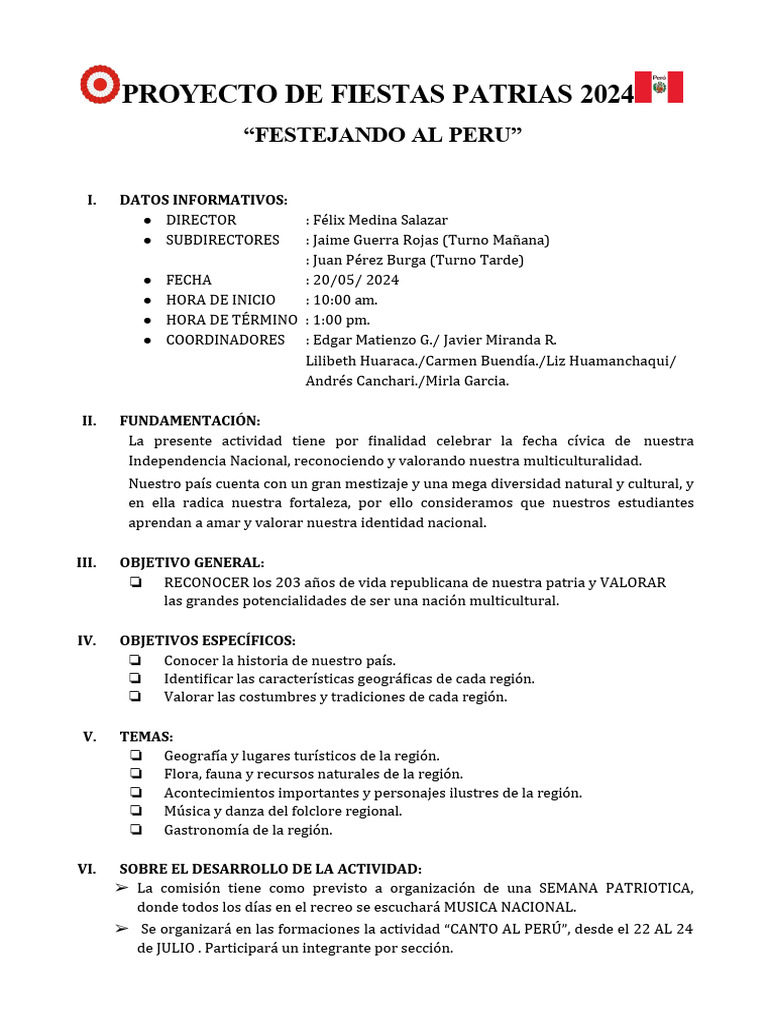 191242-Proyecto de Fiestas Patrias 2024 | PDF | Etnicidad ...